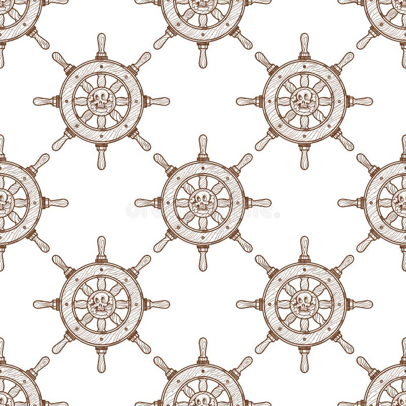 Seamless Pattern for Design Surface Ship Wheel Stock Illustration ...