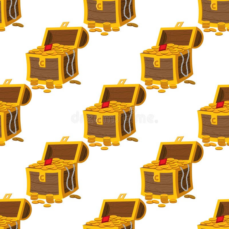 Seamless Pattern for Design Surface Treasure Chest Stock Illustration ...
