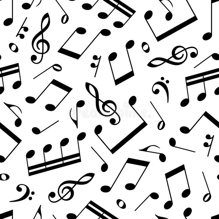 Seamless Pattern Design of Various Black Musical Note Symbols Stock ...
