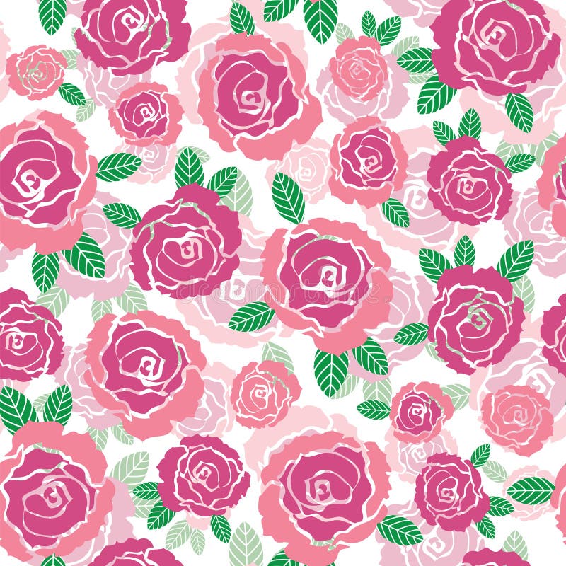 Vector Pink Roses Seamless Pattern Stock Vector - Illustration of pink ...
