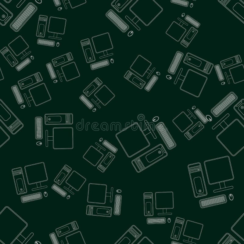 Seamless Pattern with Desktop Pc. Computer Print Stock Vector ...
