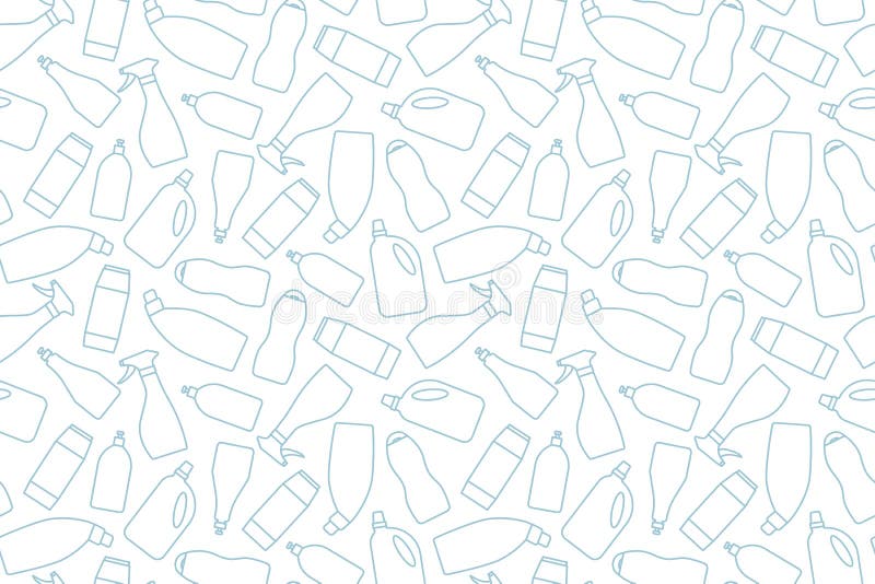 Seamless Pattern with Detergent Bottles and Cleaning Supplies, Spring ...