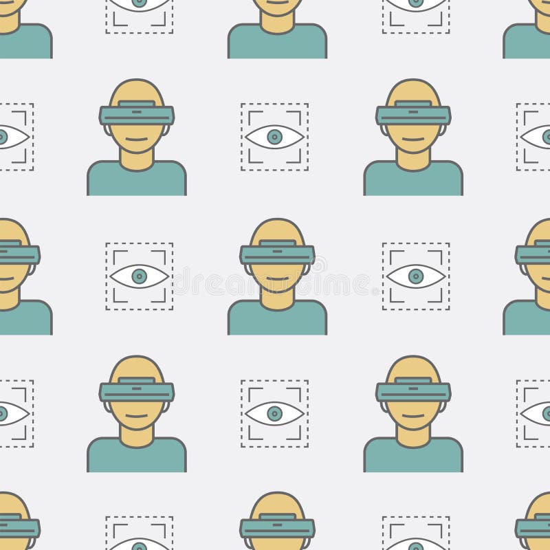 Seamless Pattern with Devices for Virtual Reality VR . Vector ...