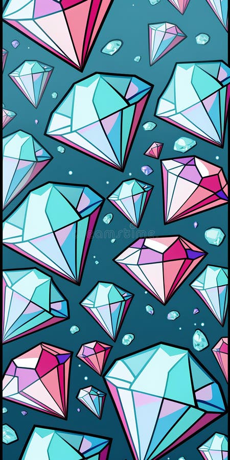 Seamless Pattern with Diamonds. Vector Illustration in Cartoon Style ...