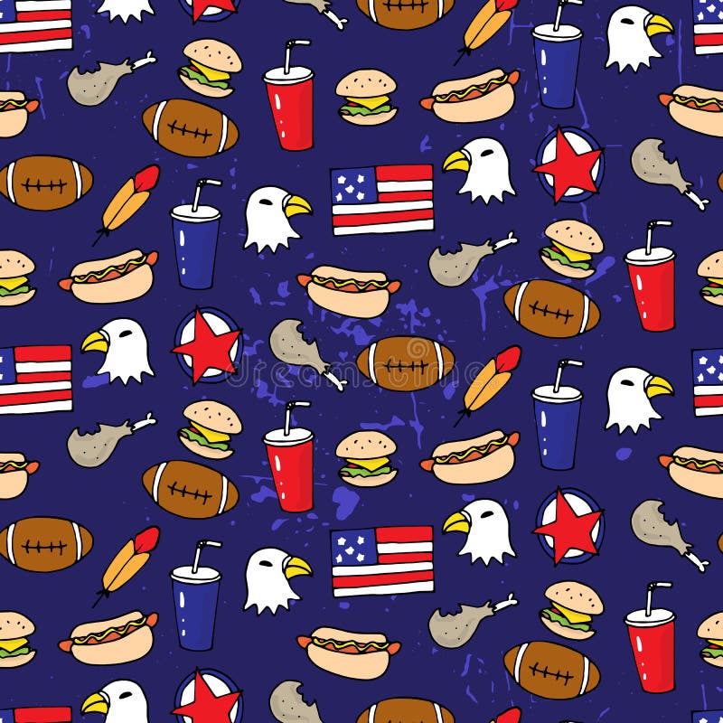 American Man with Set of American Elements Stock Illustration ...