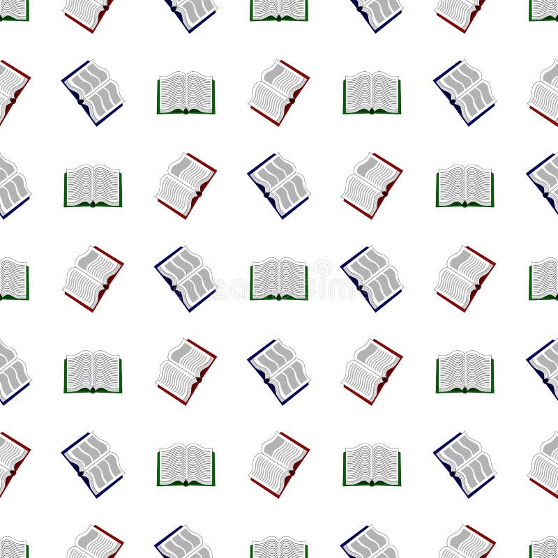 Seamless Pattern with Different Books on White Background. Vector ...