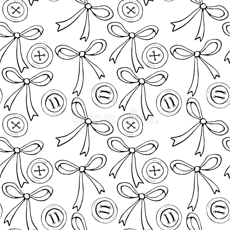Seamless Pattern with Different Bows, Ribbons, Clothes Buttons. Cute ...
