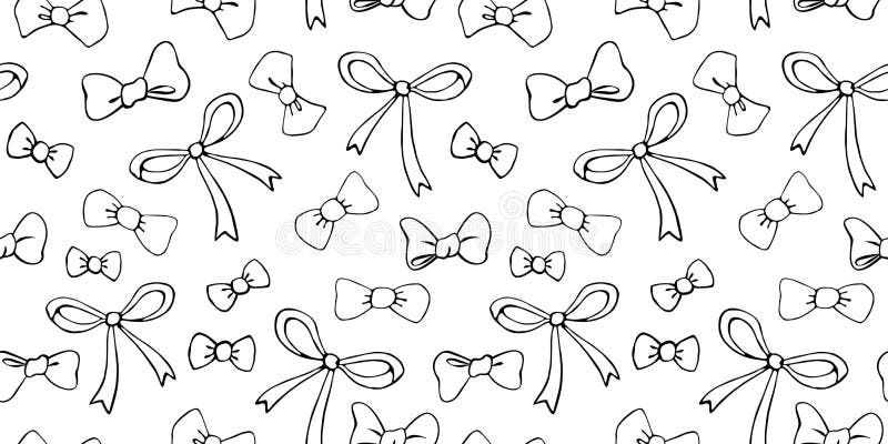 Seamless Pattern with Different Bows, Ribbons. Cute Fun Simple Abstract ...