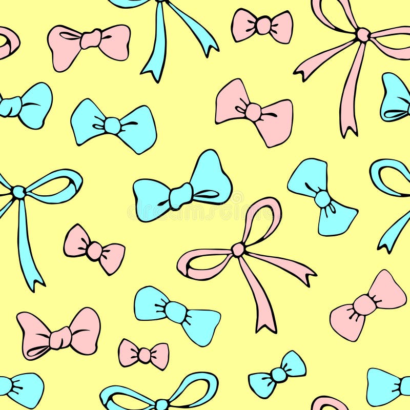 Seamless Pattern with Different Bows, Ribbons. Cute Fun Simple Abstract ...