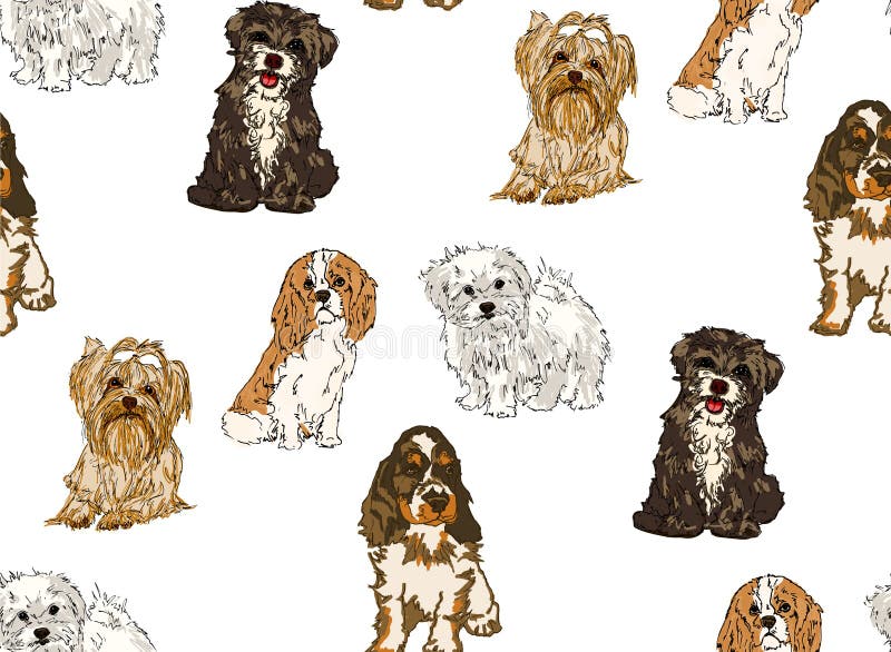 Seamless Pattern of Different Breeds of Dogs Stock Vector ...