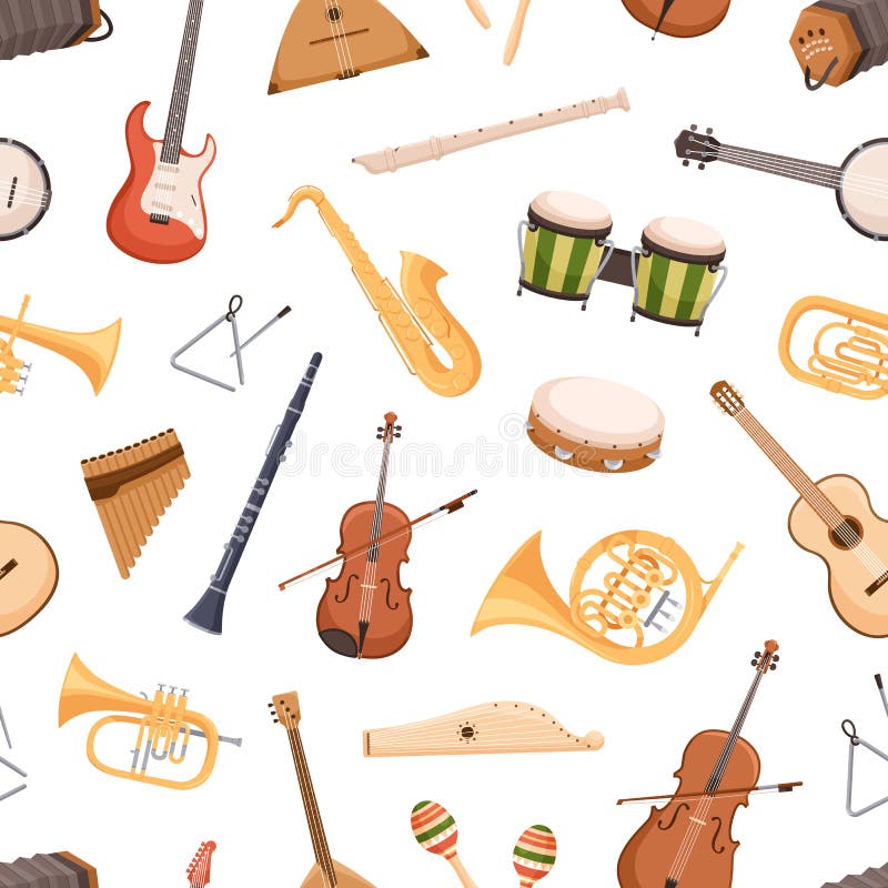 Music Instruments Seamless Texture Stock Illustrations – 693 Music ...