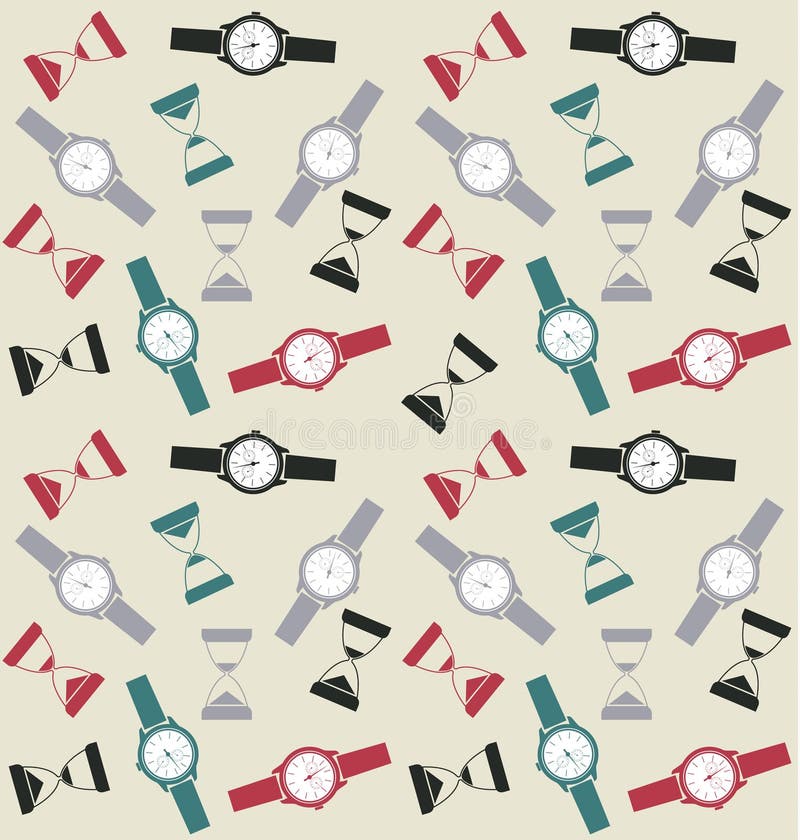 Seamless Pattern with Different Clocks Stock Vector - Illustration of ...