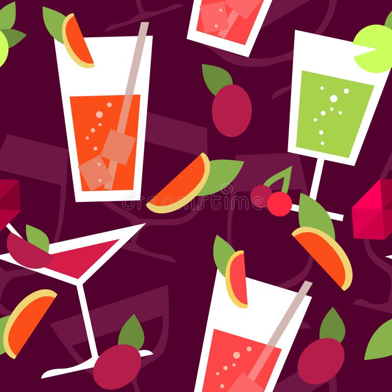 Stylized Set of Cocktails in Black Isolated Stock Illustration ...