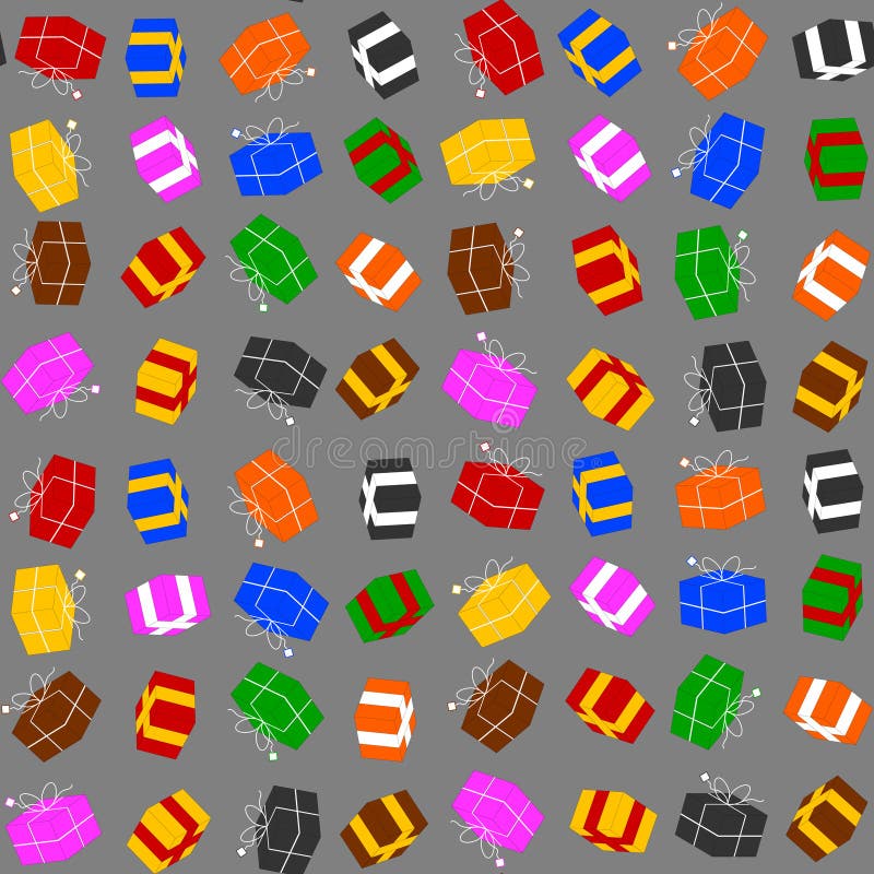 Seamless Pattern with Different Colored Gift Boxes. Vector Illustration ...