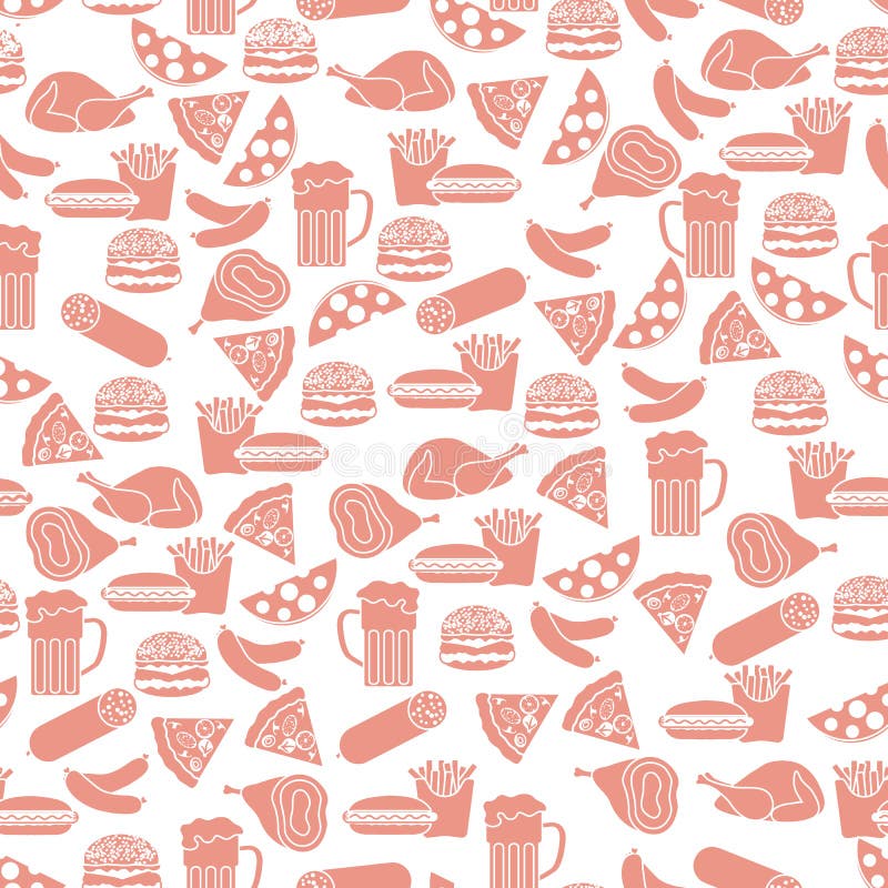 Seamless Pattern with Different Foods. Stock Vector - Illustration of ...