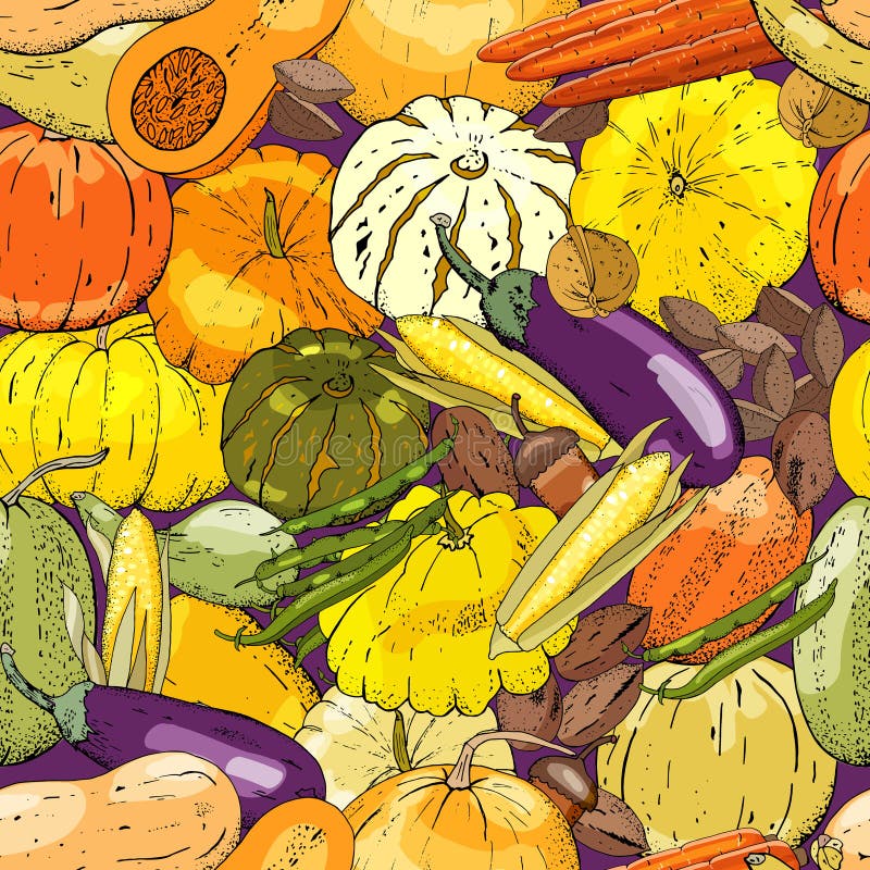 Seamless Pattern with Different Fresh Vegetables. Endless Texture for ...