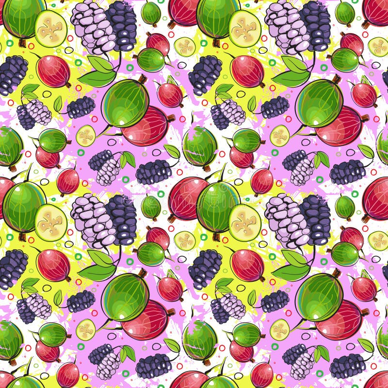 Seamless Pattern Different Fruits Summer Ornament Background Stock ...