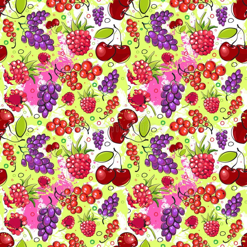 Seamless Pattern Different Fruits Summer Ornament Background Stock ...