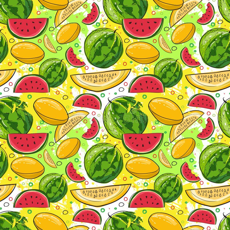 Seamless Pattern Different Fruits Summer Ornament Background Stock ...