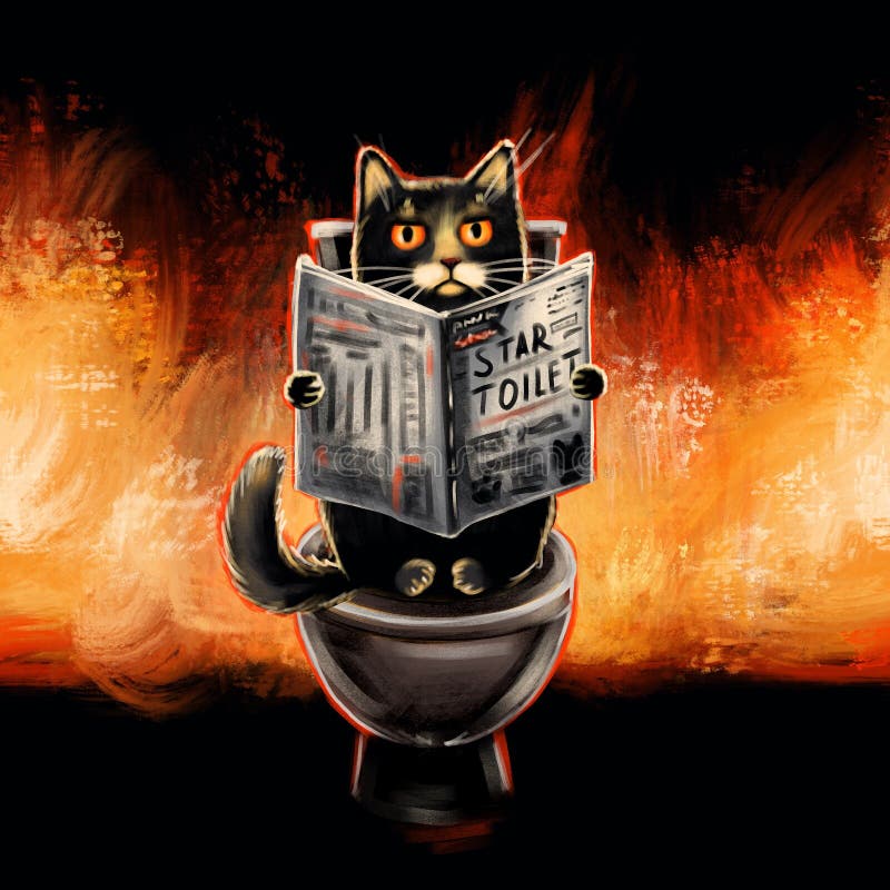 Seamless Pattern with Different Funny Fire Cats. Stock Illustration ...