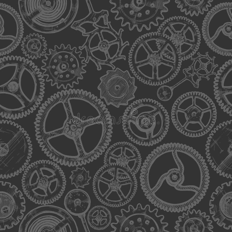 Seamless Pattern with Different Gears Stock Vector - Illustration of ...