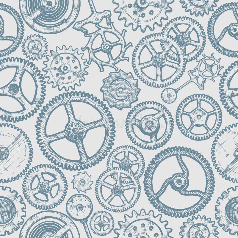 Seamless Pattern with Different Gears Stock Vector - Illustration of ...