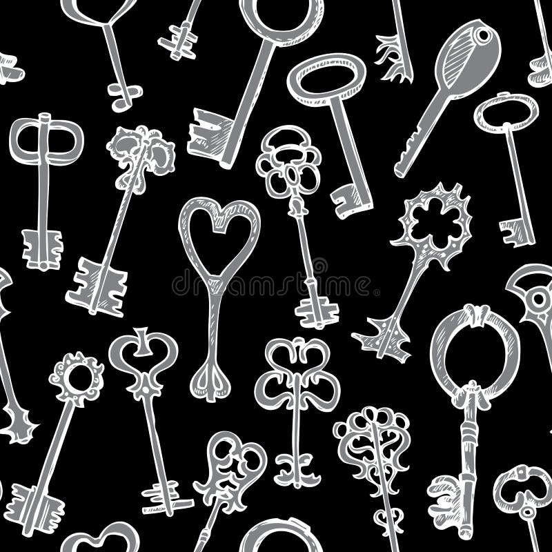 Seamless Pattern with Different Keys Stock Vector - Illustration of ...