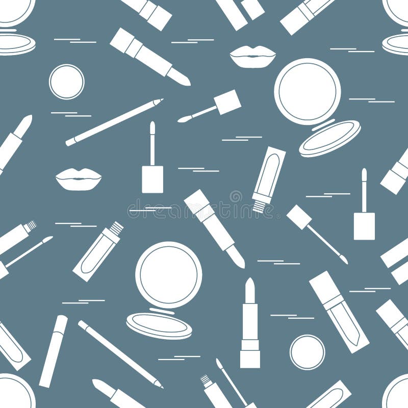 Seamless Pattern of Different Lip Make-up Tools. Vector Illustration of ...