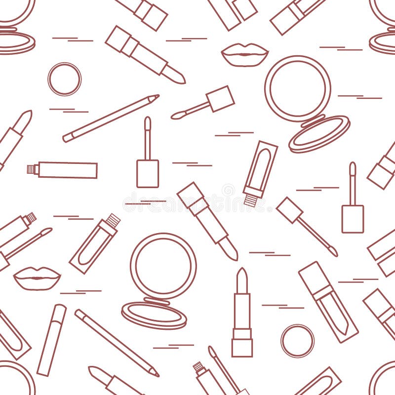 Seamless Pattern of Different Lip Make-up Tools. Vector Illustration of ...