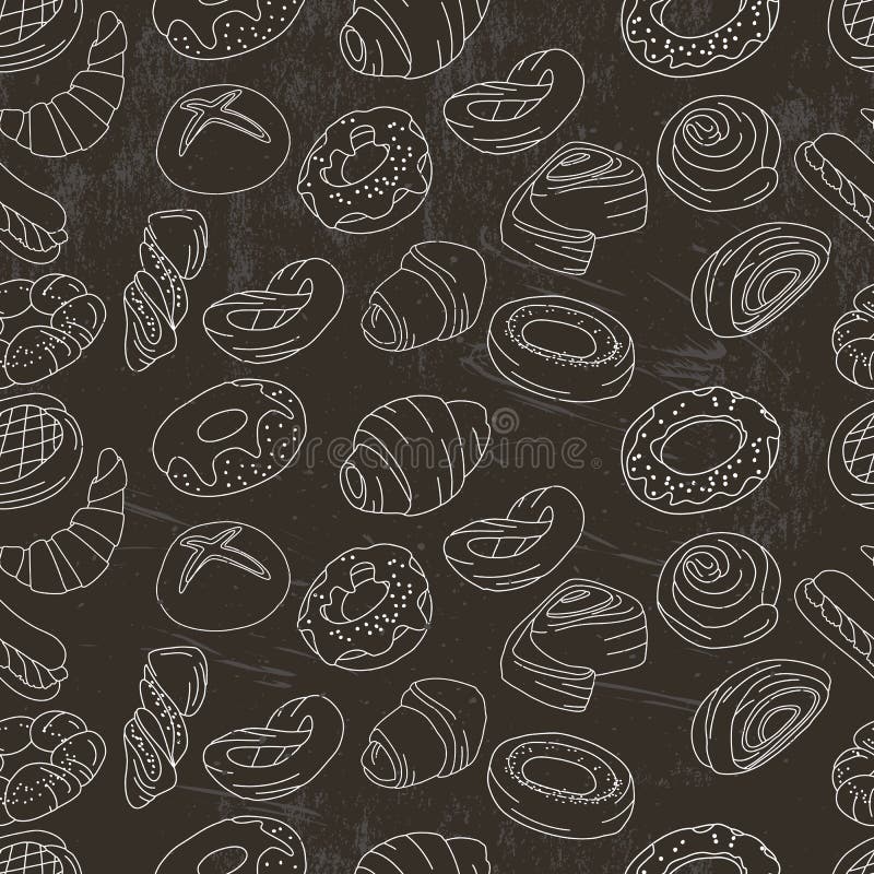 Seamless Pattern with Different Pastry. Stock Illustration ...