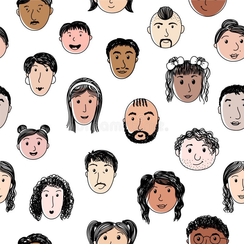 Seamless Pattern with Different People. Vector Illustration. Stock ...