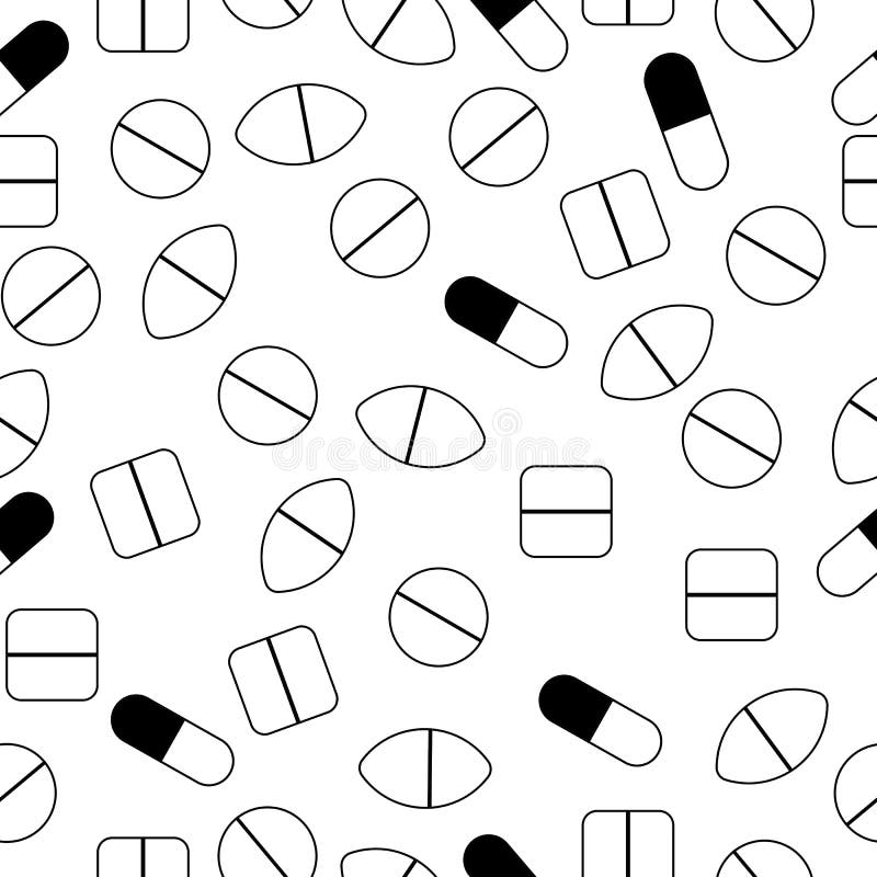 Seamless Pattern of Different Pill Shapes Stock Vector - Illustration ...