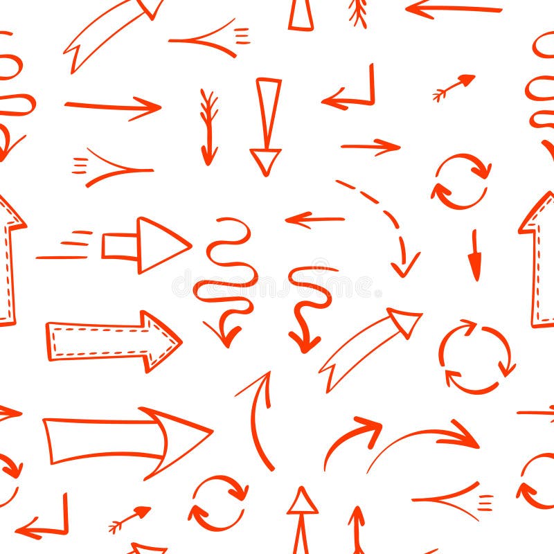 Seamless Pattern with Different Red Arrows Stock Vector - Illustration ...