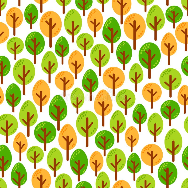 Seamless Pattern of Different Season Trees in Forest. Vector Ill Stock ...