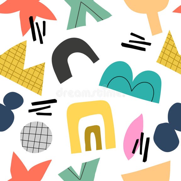 Seamless Pattern with Different Shapes. Abstract Elements, Colorful ...