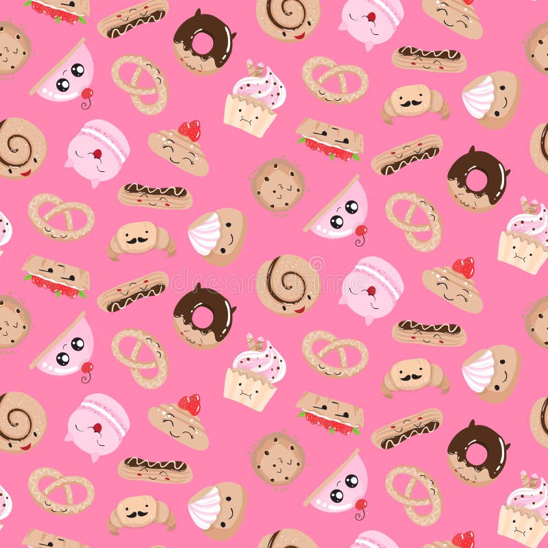 Seamless Pattern with Different Sweet Bakery Stock Illustration ...
