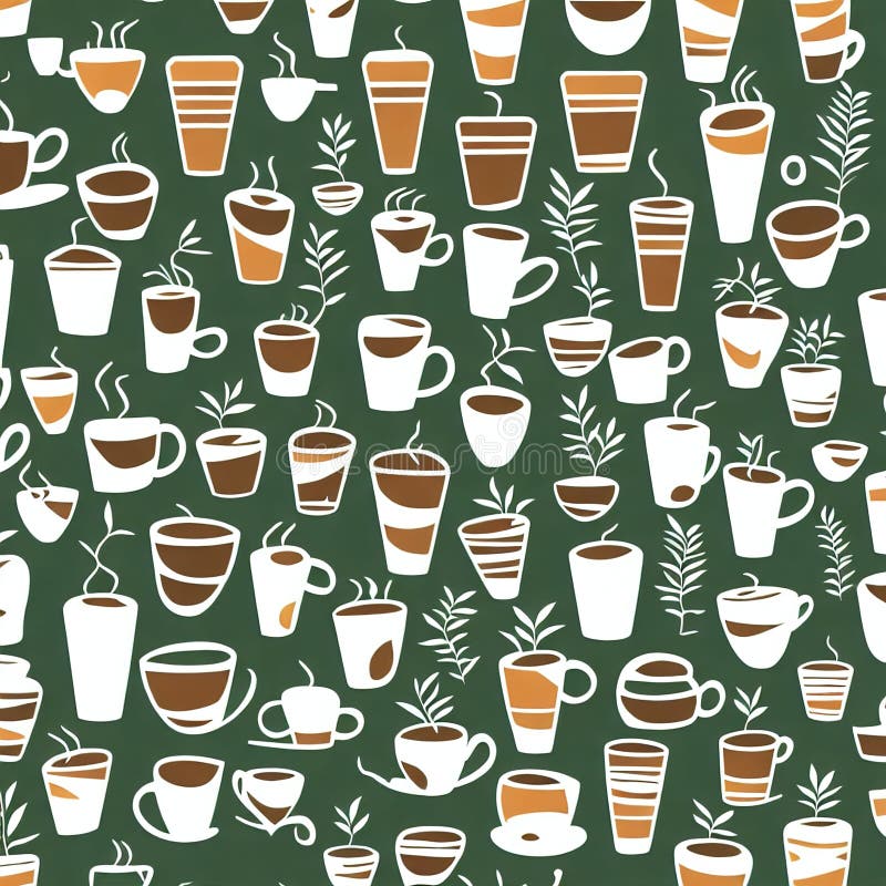 Seamless Pattern of Different Types of Coffee Isolated on the Empty ...