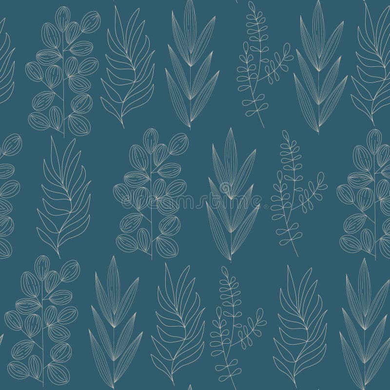 Seamless Pattern of Different Types of Field Grasses and Branches ...
