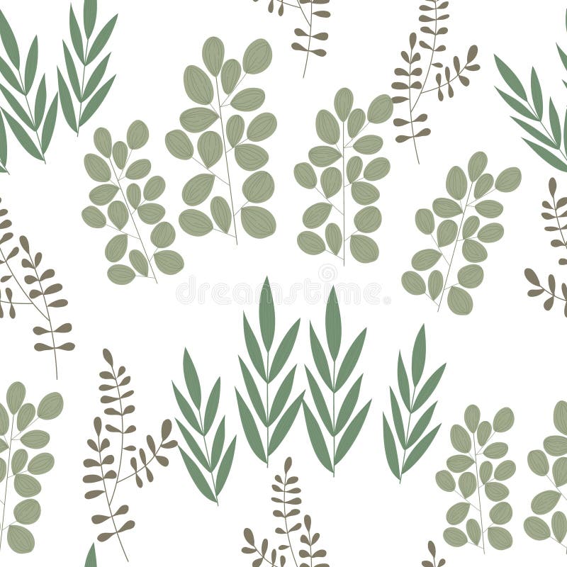 Seamless Pattern of Different Types of Field Grasses and Branches ...