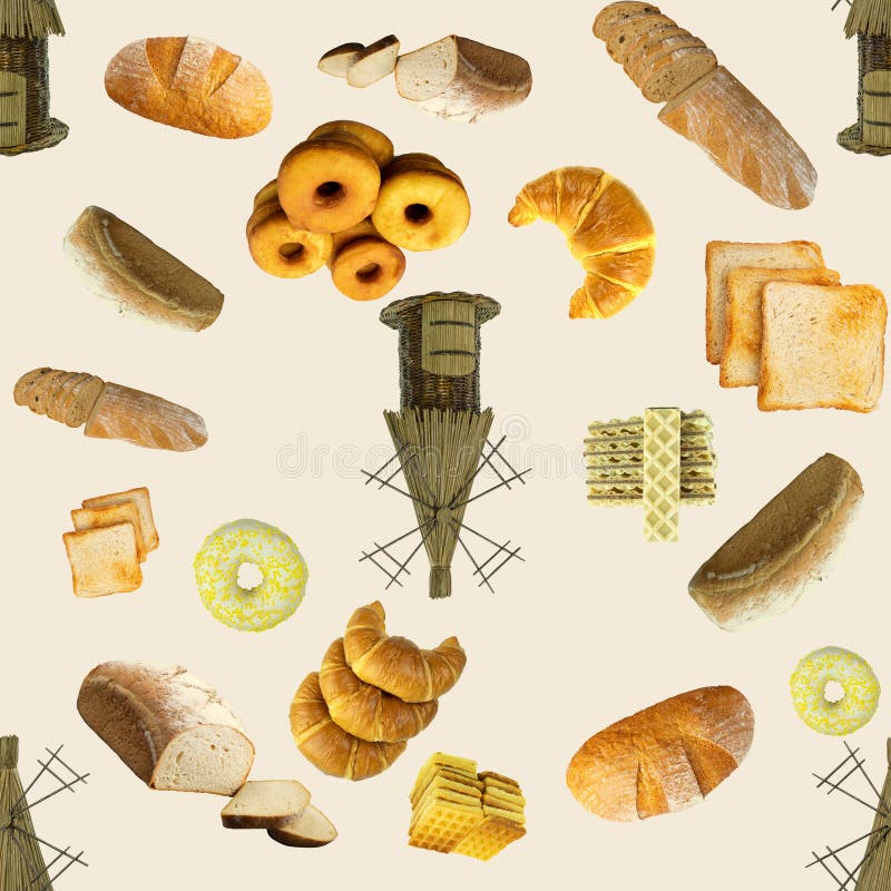 Seamless Pattern of Different Types of Flour Products Stock Image ...