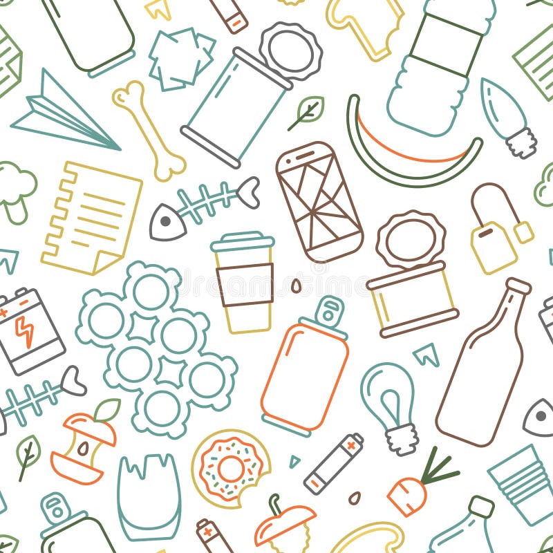 Seamless Pattern with Different Types of Waste Stock Vector ...