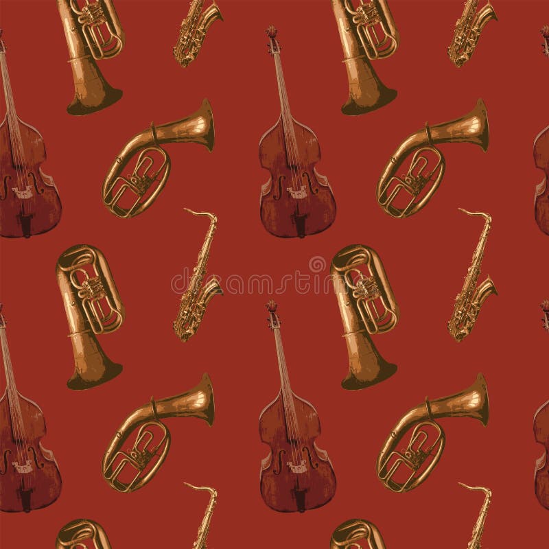 Background with Wind Musical Instruments Stock Vector - Illustration of ...