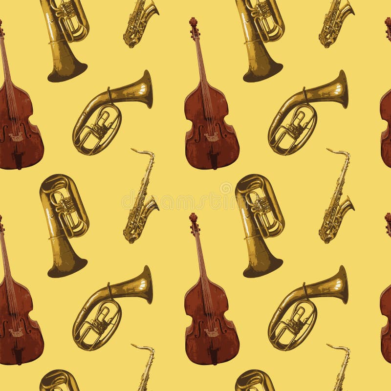 Background with Wind Musical Instruments Stock Vector - Illustration of ...