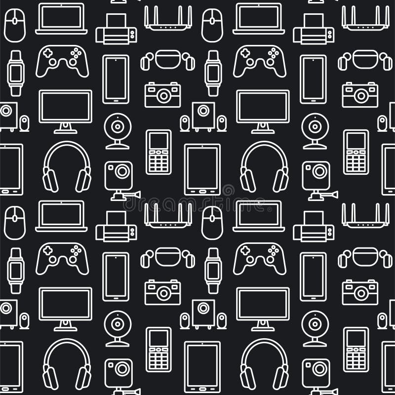 Seamless Pattern of the Digital Devices Stock Vector - Illustration of ...