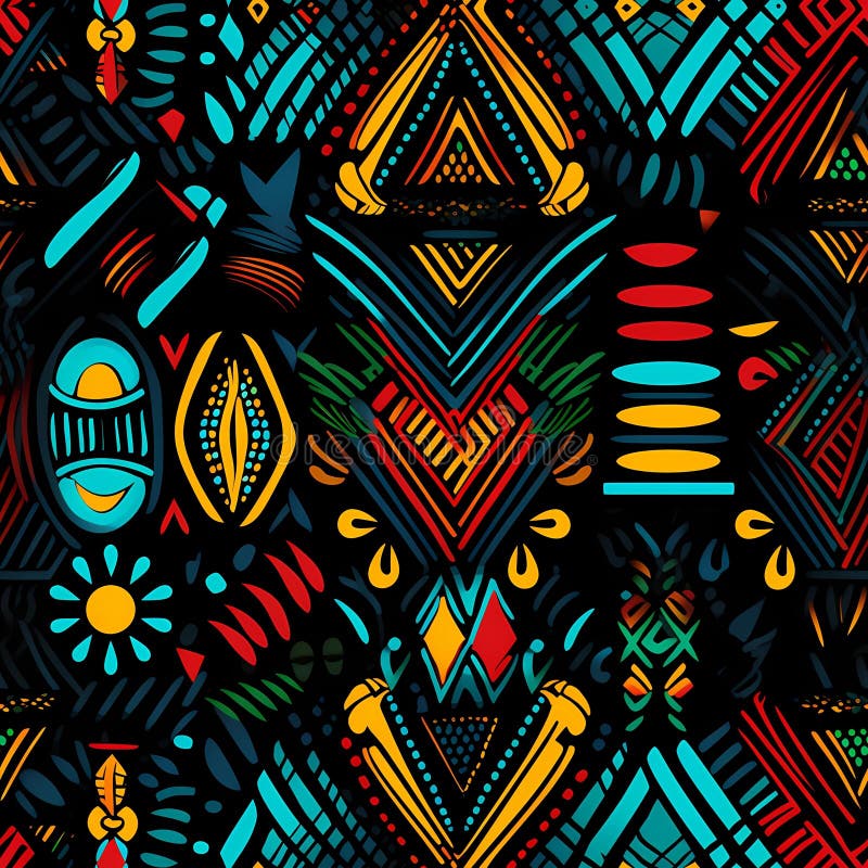 A Seamless Pattern with a Digital Illustration Featuring African ...