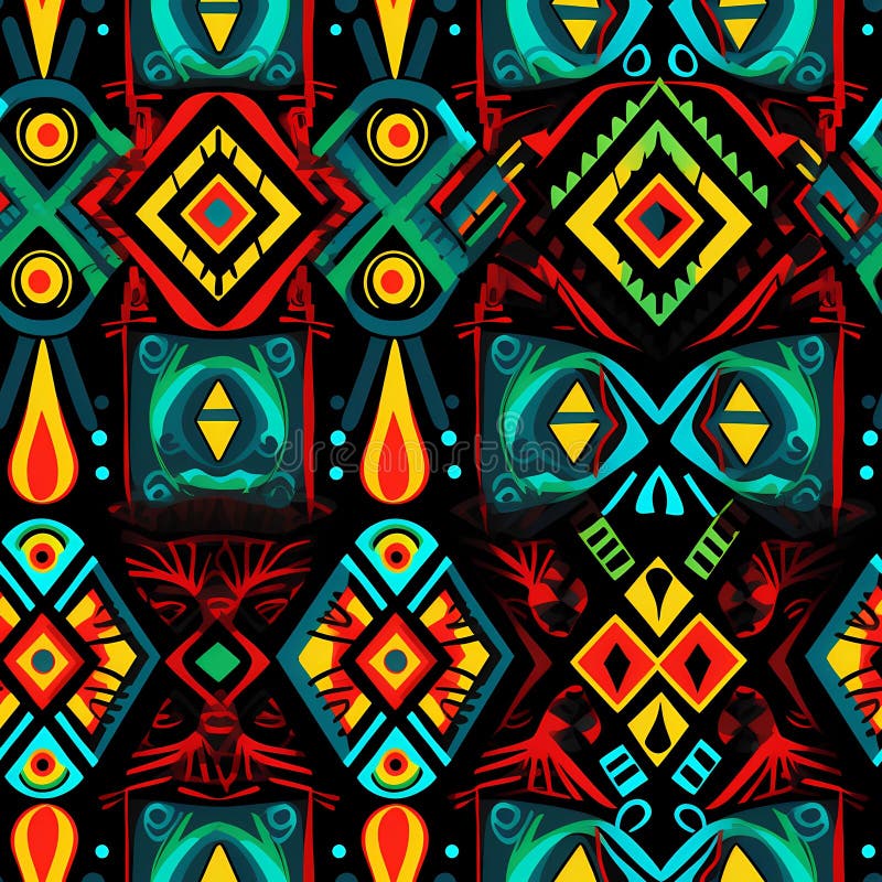 A Seamless Pattern with a Digital Illustration Featuring African ...