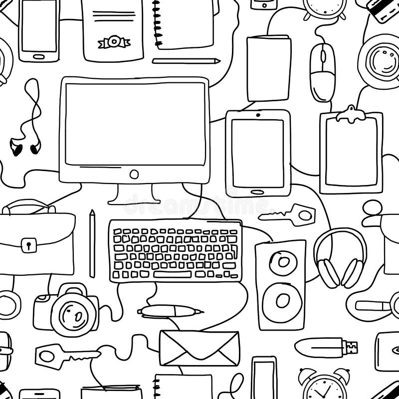 Set of Digital Office Devices. Sketch for Your Stock Vector ...