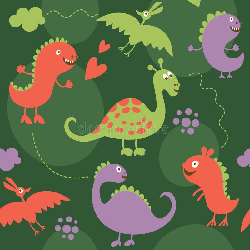 Seamless pattern, dinosaur stock vector. Illustration of decoration ...