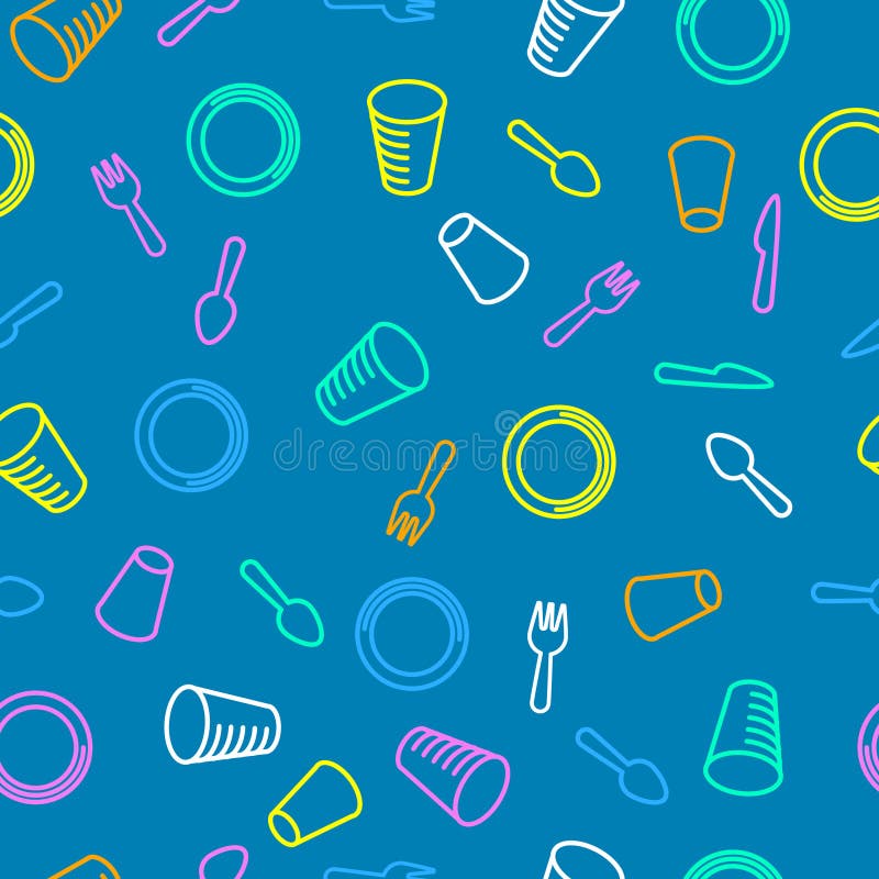 Seamless Pattern. Disposable Tableware Pattern. Colorful Plates ...