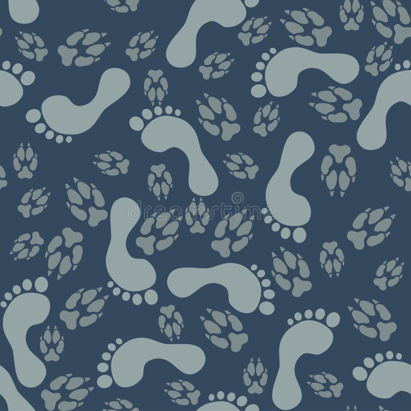 Seamless Pattern of Dog Paw Prints and Legs of a Man. Stock Vector ...